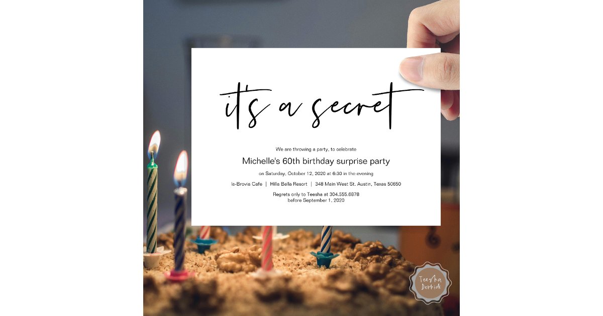 It's a secret, Surprise Birthday Party Invitation | Zazzle
