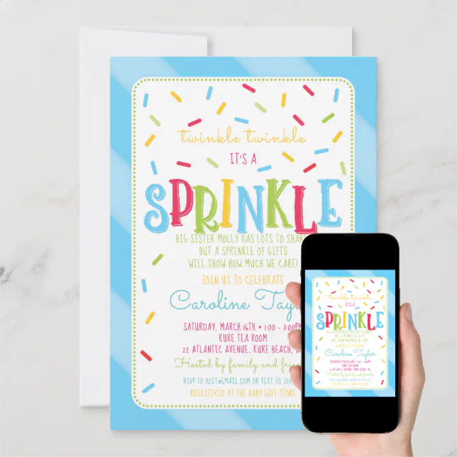 It's a Sprinkle Baby Shower Invitation card blue | Zazzle
