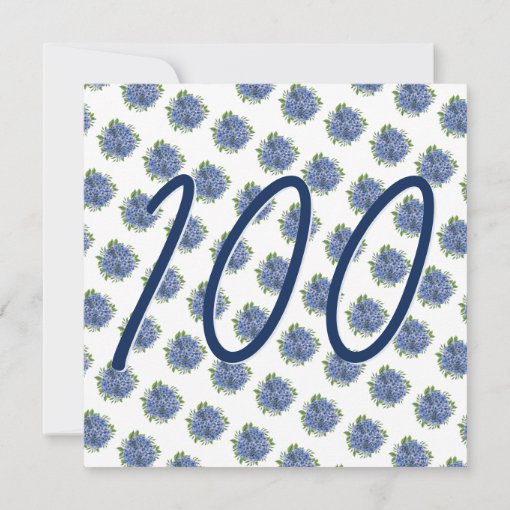 Its a Surprise 100th Birthday Party Blue Hydrangea Invitation | Zazzle