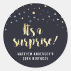 Surprise Gold Foil Birthday Sticker | Zazzle.com