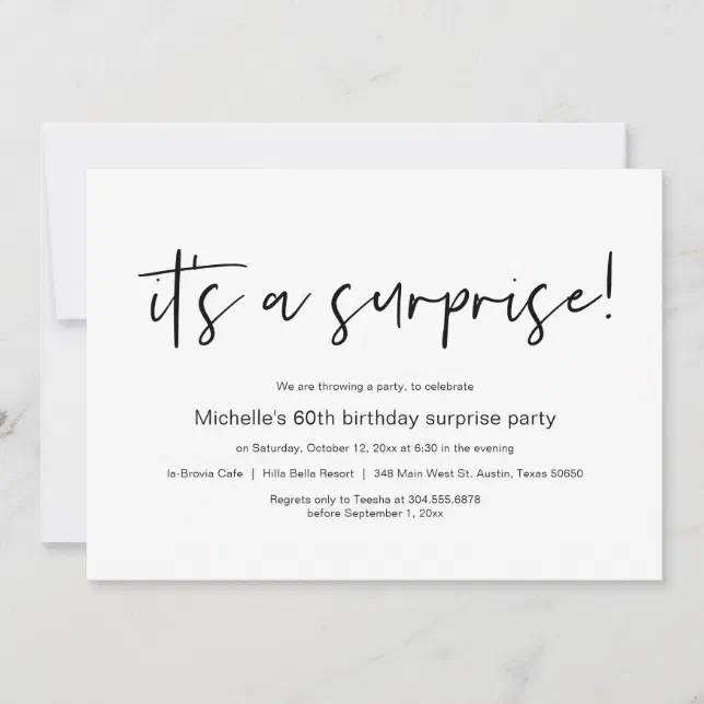 It's a surprise, Surprise Birthday Party Invitatio Invitation | Zazzle