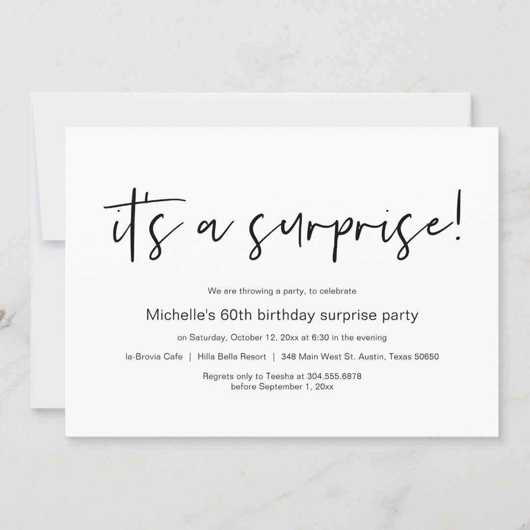 It's a surprise, Surprise Birthday Party Invitatio Invitation | Zazzle