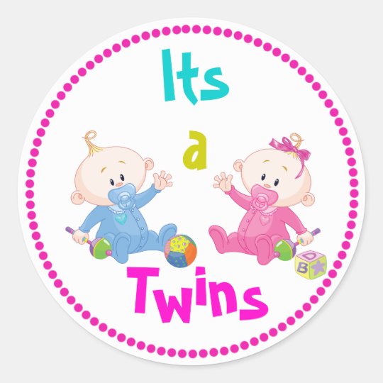its a twins Baby Shower Sticker | Zazzle.com