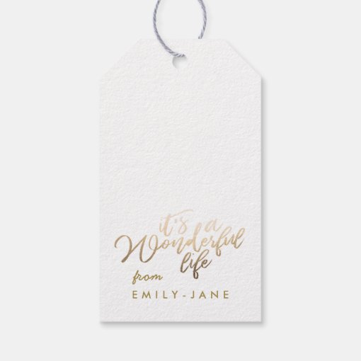 it's a Wonderful life Gold Foil Christmas Gift Tags | Zazzle