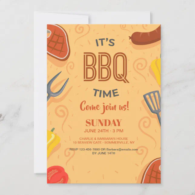 It's BBQ Time Invitation | Zazzle