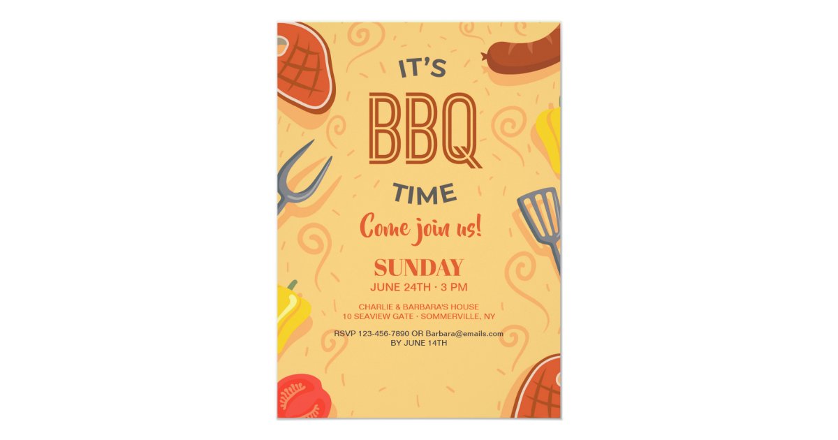 It's BBQ Time Invitation | Zazzle.com