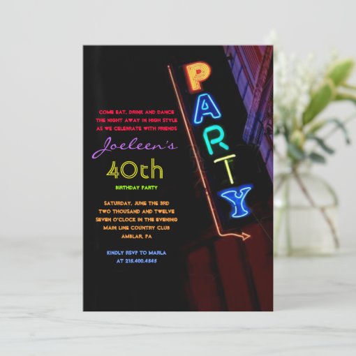 IT'S ELECTRIC! NEON SIGN Party Invitation Invite | Zazzle