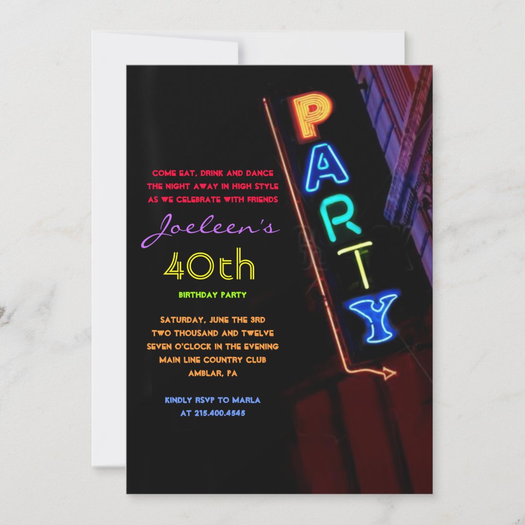 IT'S ELECTRIC! NEON SIGN Party Invitation Invite | Zazzle