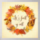 It's Fall Y'all Autumn Leaves Wreath Poster | Zazzle
