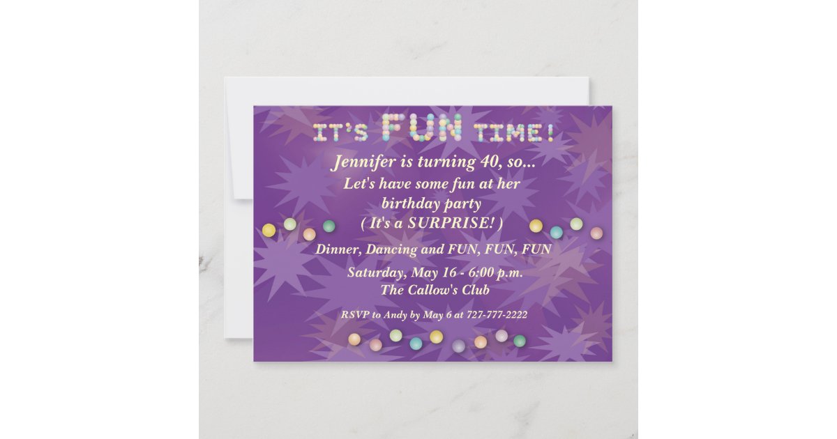 It's FUN Time - Birthday Invitation | Zazzle