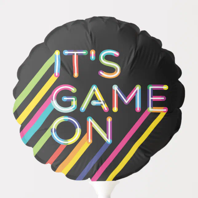 It's Game On Colorful Neon Laser Tag Birthday Balloon | Zazzle