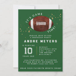 It's Game Time Kids Football Birthday Party Invitation | Zazzle