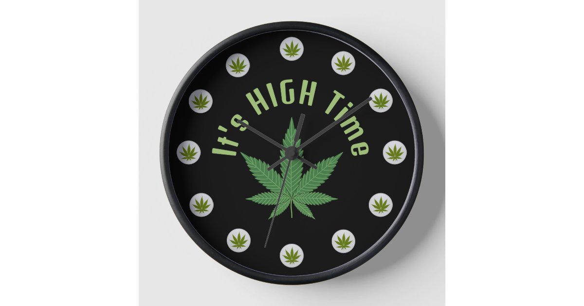 It's High Time Weed Leaf Green Purple Custom Clock | Zazzle