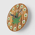 It's High Time Weed Leaf Natural Bamboo Custom Round Clock | Zazzle