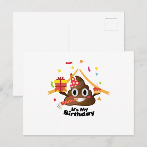 It's My Birthday Poop Emoji kids Boy Party Invitation Postcard | Zazzle