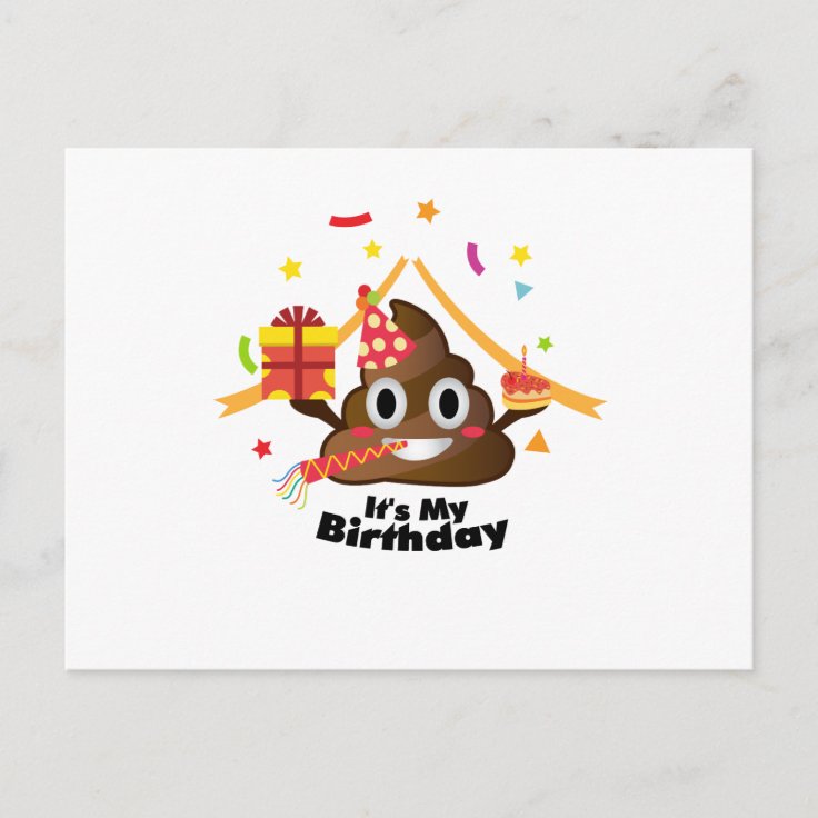 It's My Birthday Poop Emoji kids Boy Party Invitation Postcard | Zazzle