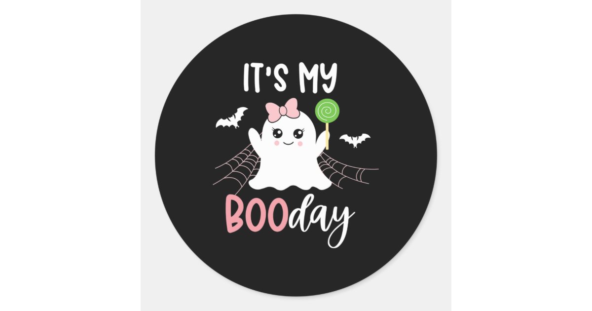 Its My Boo Day Cute Halloween Birthday Ghost Pink Classic Round Sticker ...