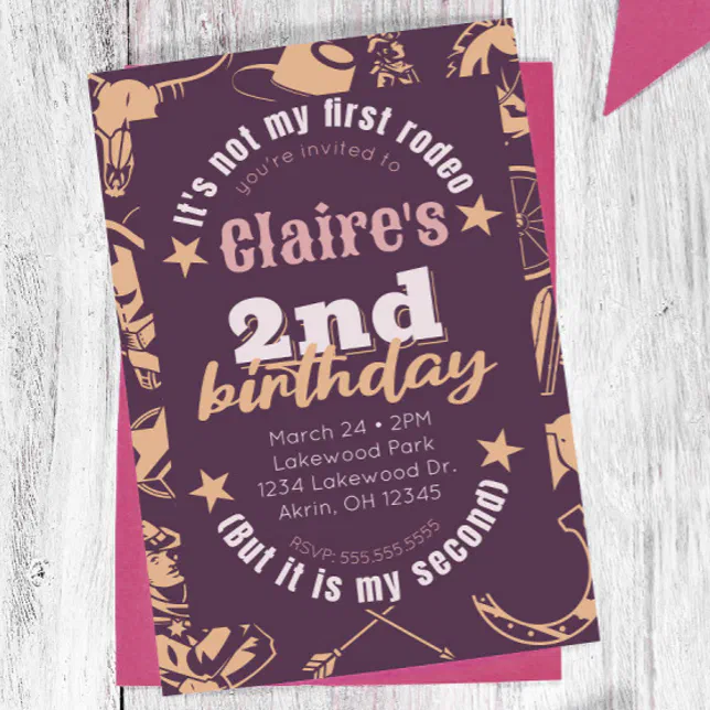 "It's Not My First Rodeo" Cowgirl 2nd Birthday Invitation | Zazzle