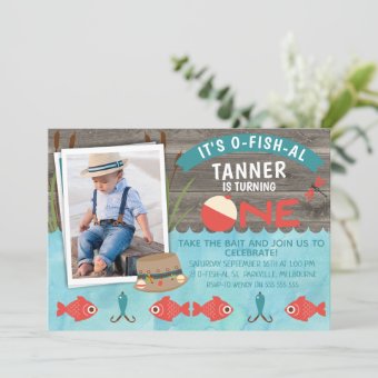 Its O-fish-al Or Fishing 1st Birthday Invitation | Zazzle