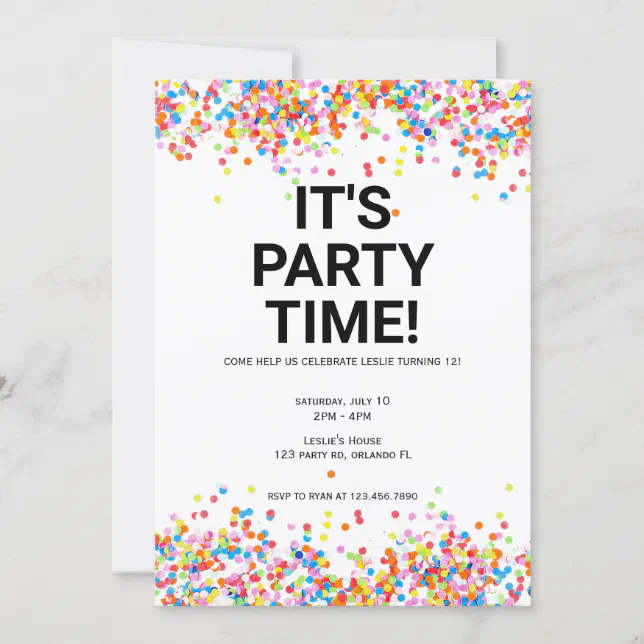 It's Party Time Birthday Invitation | Zazzle