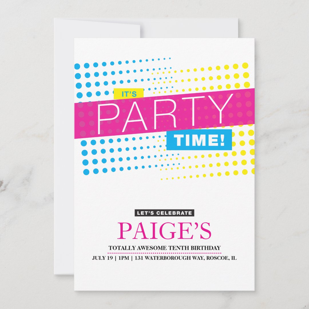 It's Party Time Birthday Invitation | Zazzle