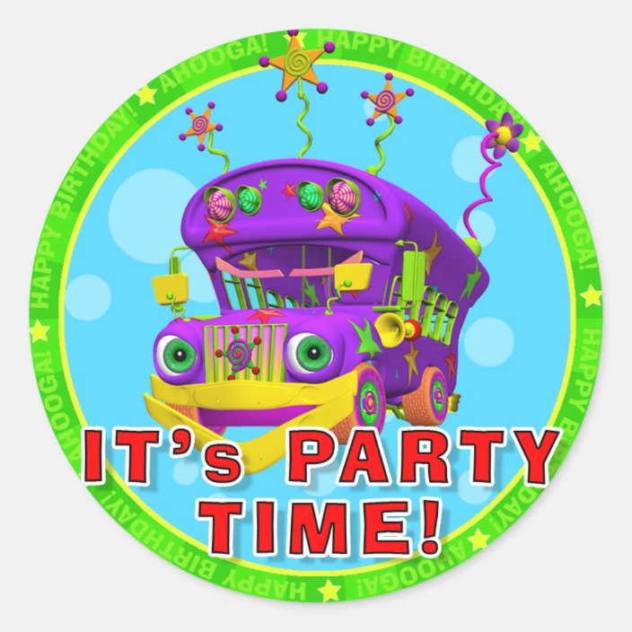 It's Party Time! Birthday Stickers with Buster | Zazzle.com