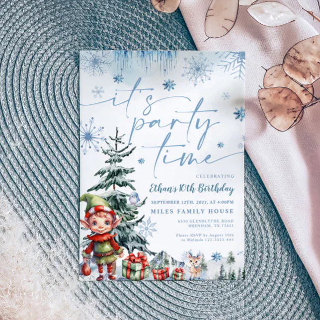 It's party time Christmas birthday invitation | Zazzle