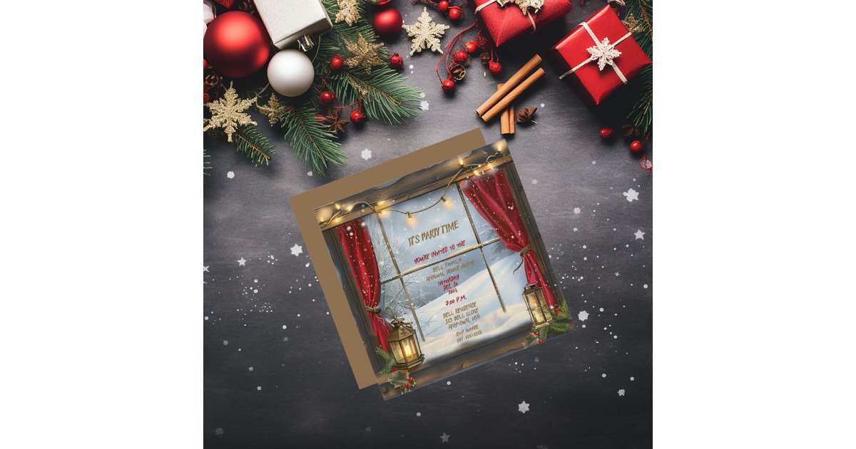 It's Party Time Christmas Party Invitation | Zazzle