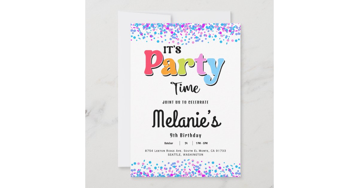 It's Party Time - Confetti Party Invite | Zazzle