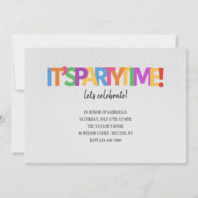 It's Party Time Invitation | Zazzle