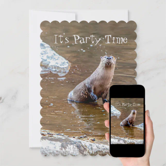 It's Party Time, Otter, Invitation,Birthday, Invitation | Zazzle