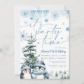 It's party time Penguin winter birthday invitation | Zazzle