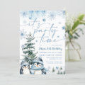 It's party time Penguin winter birthday invitation | Zazzle