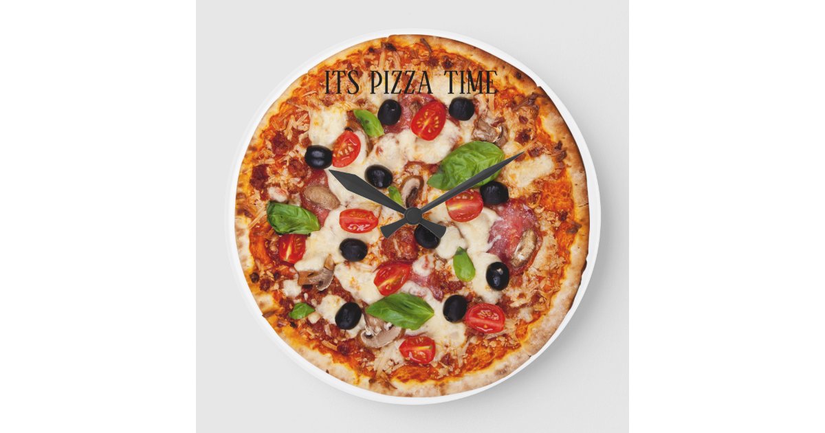 It's Pizza Time!! Large Clock | Zazzle