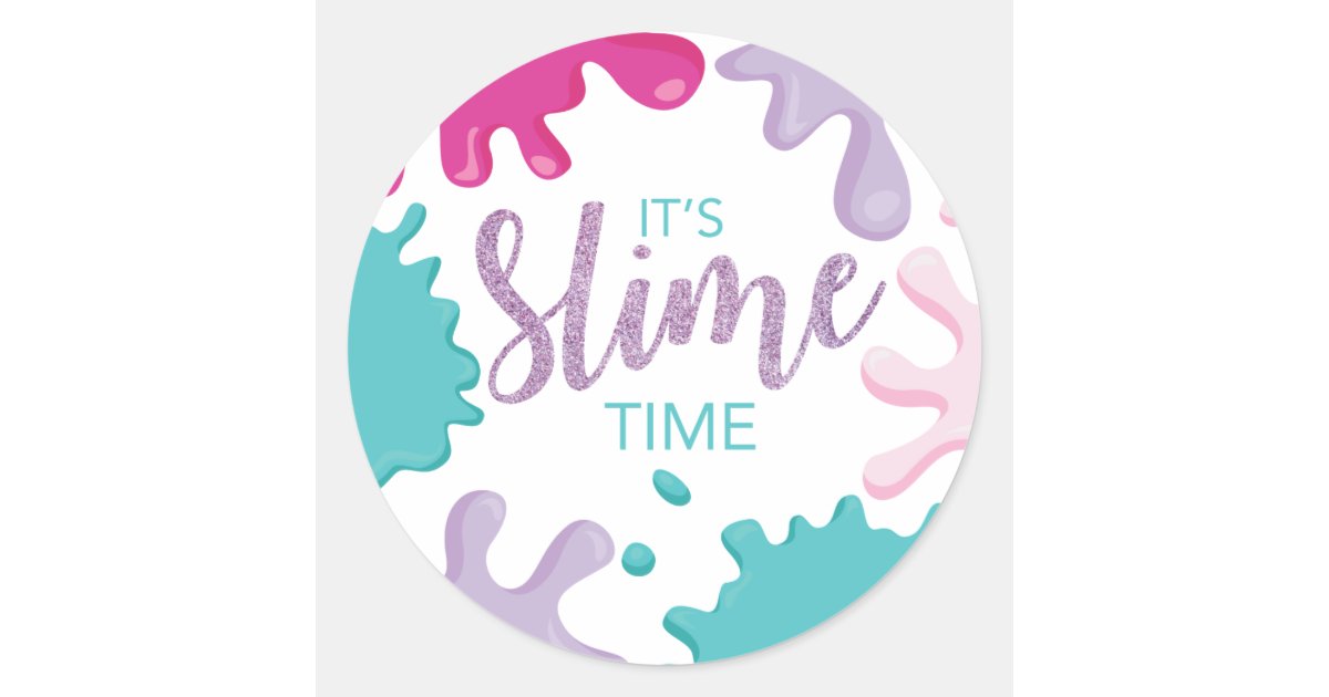 It's Slime Time Birthday Pink Slime Stickers | Zazzle