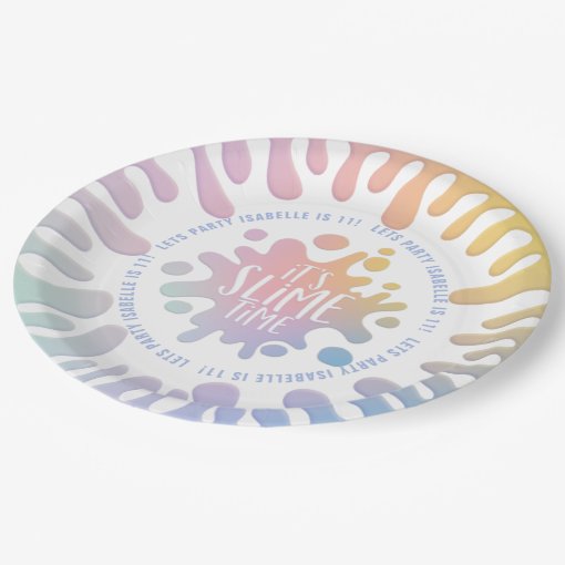 It's slime time rainbow slime party paper plates | Zazzle