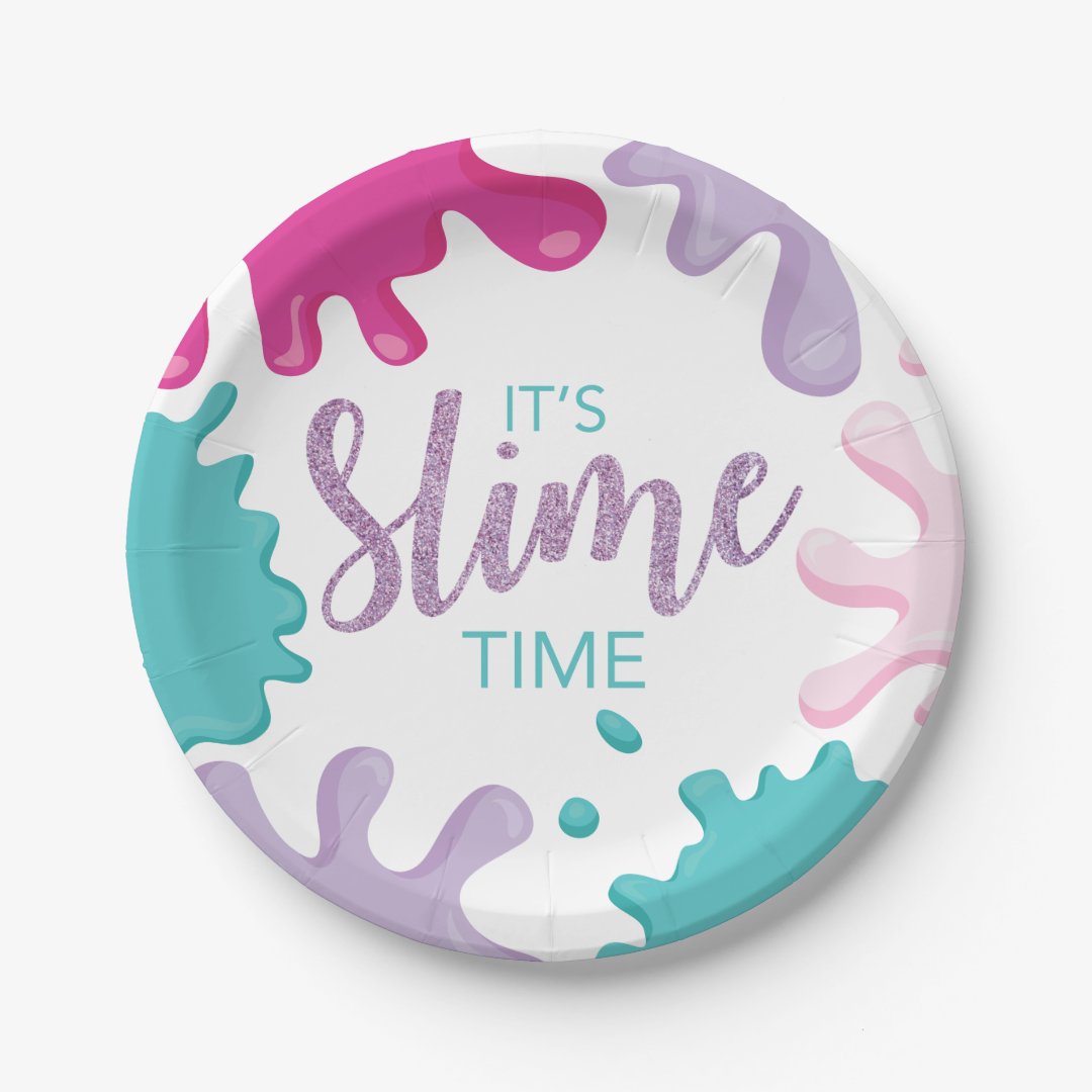 It's Slime Time Slime Birthday Party Plates | Zazzle