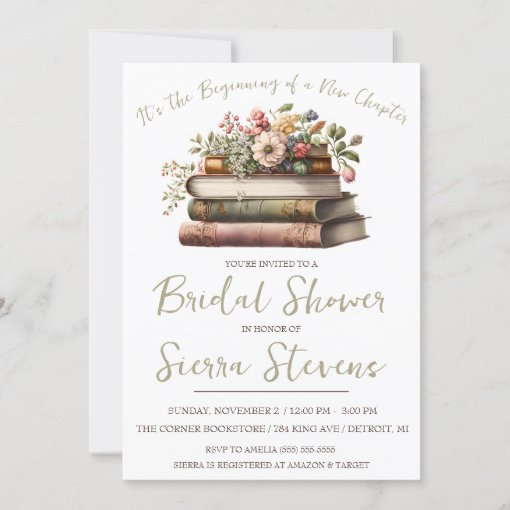 It's the Beginning of a New Chapter Bridal Shower Invitation | Zazzle