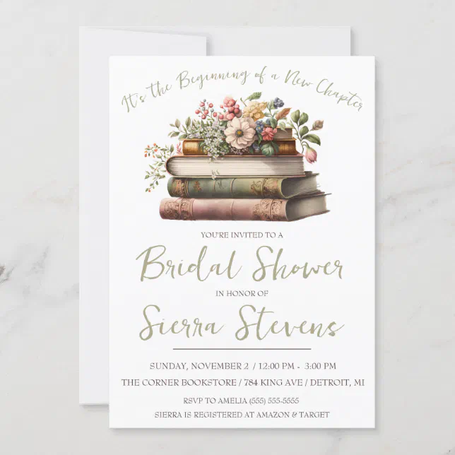 It's the Beginning of a New Chapter Bridal Shower Invitation | Zazzle