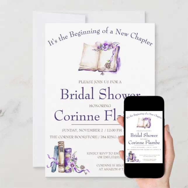 It's the Beginning of a New Chapter, Bridal Shower Invitation | Zazzle