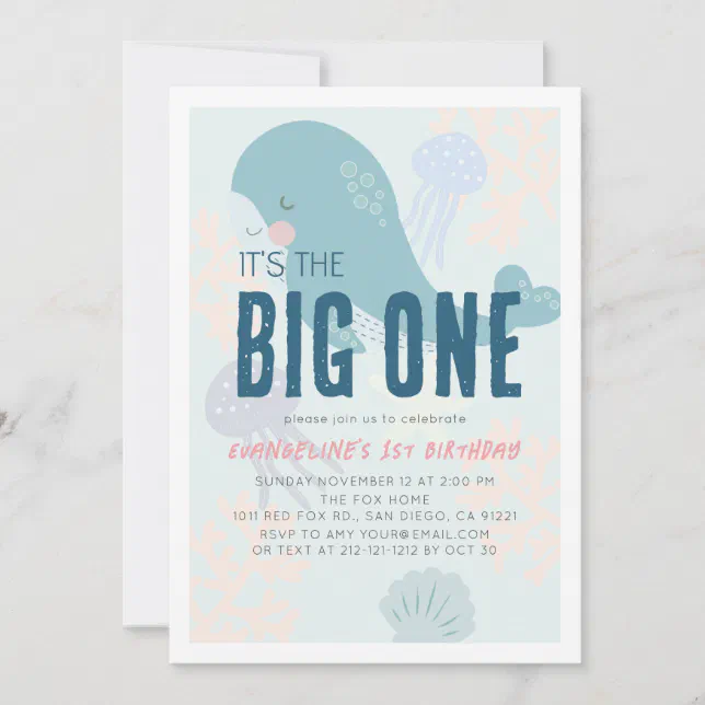 It's the Big One Blue Whale 1st Birthday Invitation | Zazzle
