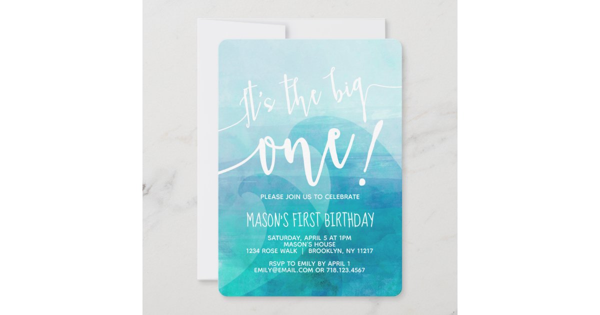 It's the Big One Wave 1st Birthday Invitation Surf | Zazzle