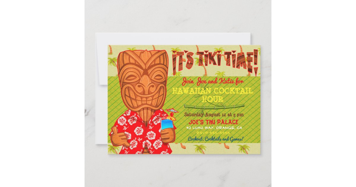 It's Tiki Time Luau Cookout Party Invitation | Zazzle