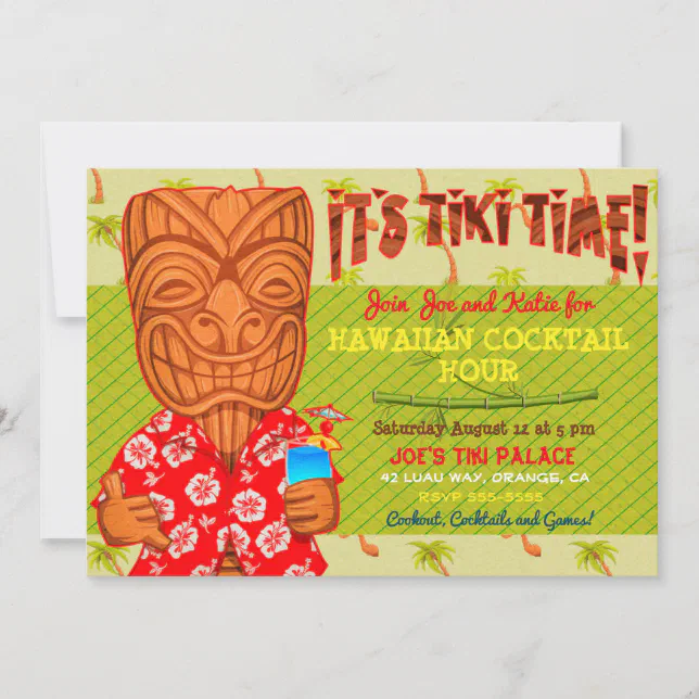 It's Tiki Time Luau Cookout Party Invitation | Zazzle