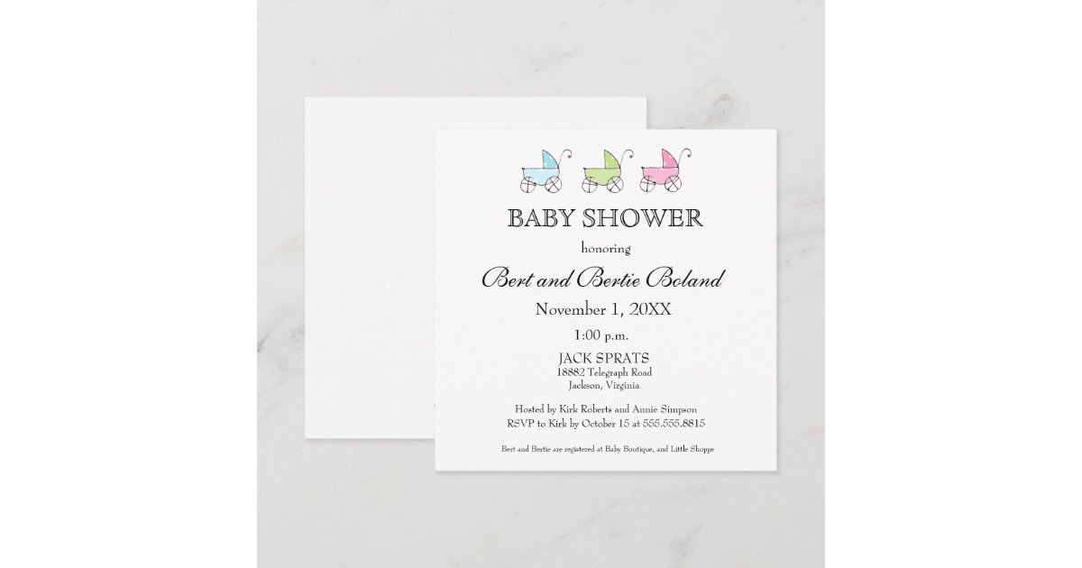 It's Triplets Baby Shower Invitation | Zazzle