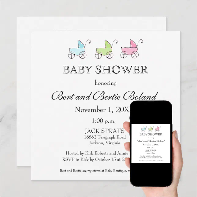 It's Triplets Baby Shower Invitation | Zazzle