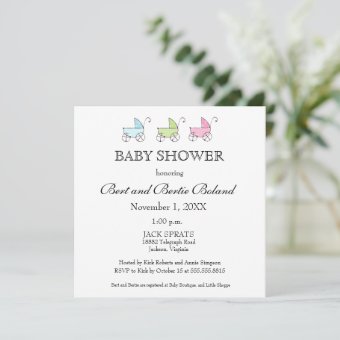 It's Triplets Baby Shower Invitation | Zazzle