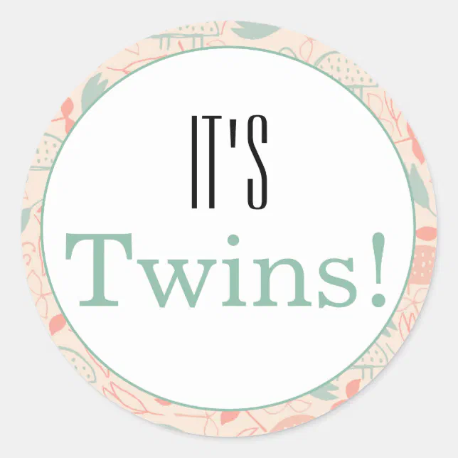 It's Twins! Floral Baby Shower Party Classic Round Sticker | Zazzle