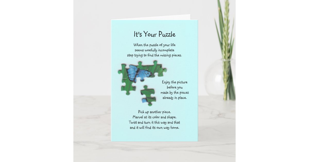 It's Your Puzzle Poem on Blue Card | Zazzle