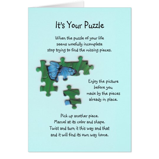 It's Your Puzzle Poem on Blue Card | Zazzle.com